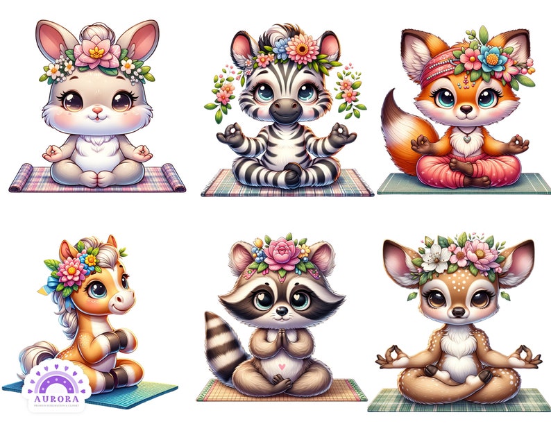 22 PNG Yoga Animals Clipart Bundle, Yoga Poses Animals Sublimation ...