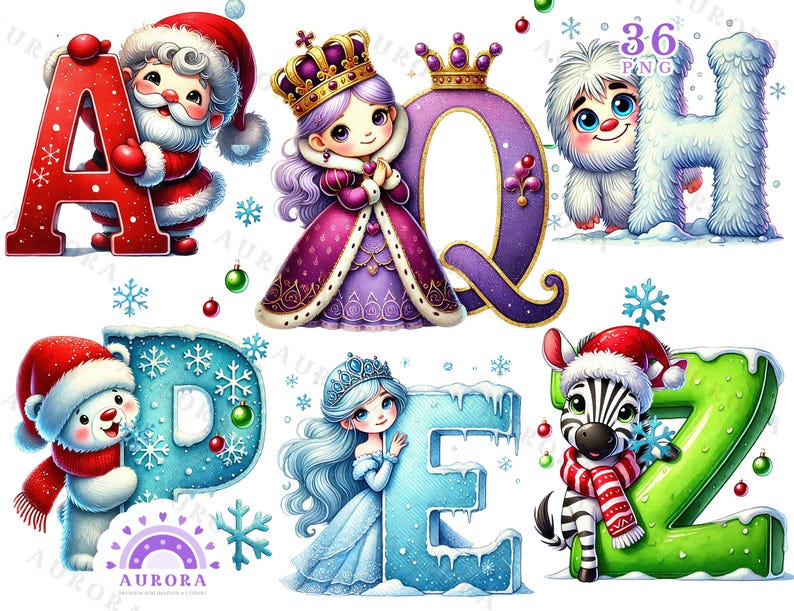 Christmas Alphabet With Number Clipart, Festive Letters & Numbers PNG ...