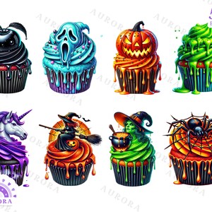 50 Halloween Cupcake Clipart Bundle, Creepy Halloween Sublimation PNG ...