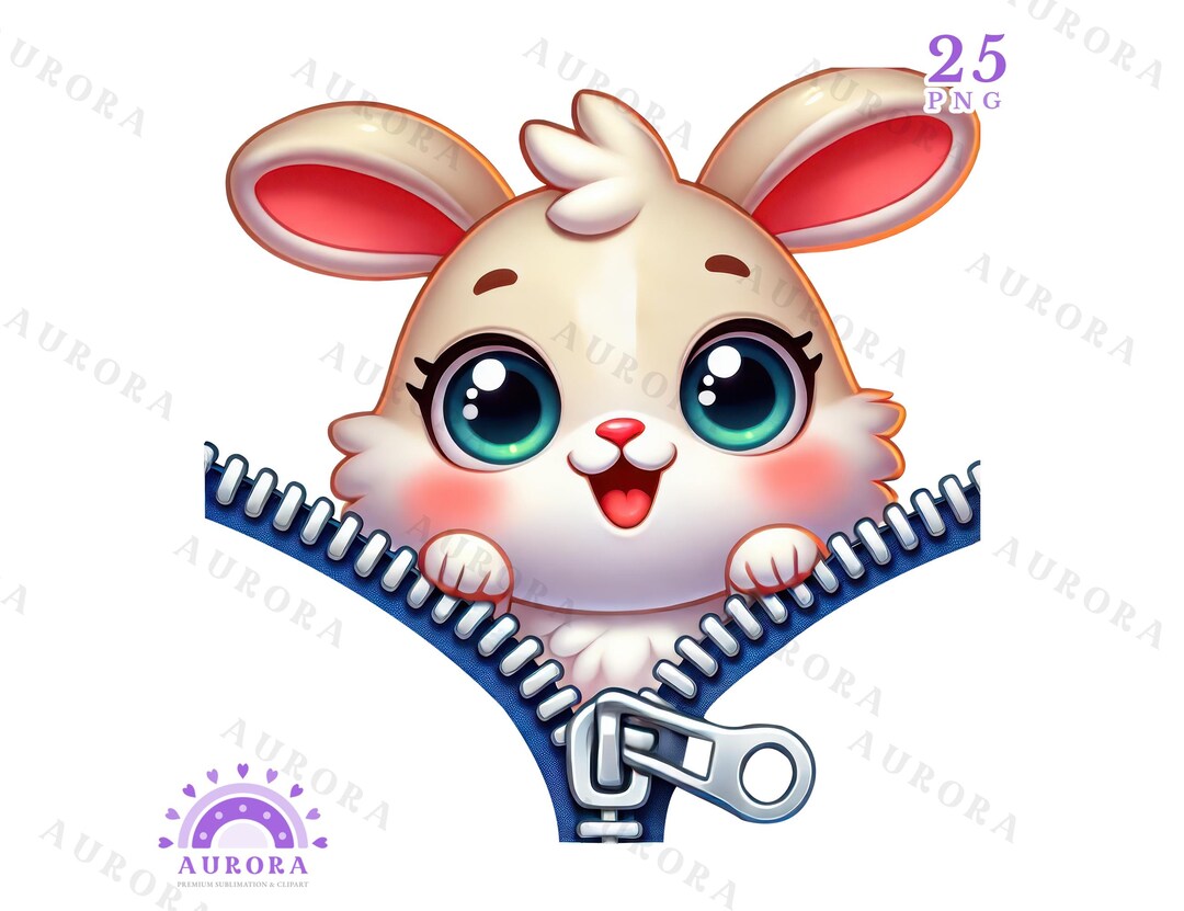Zipper Animals Clipart, Cartoon PNG Bundle (digital Download - Etsy