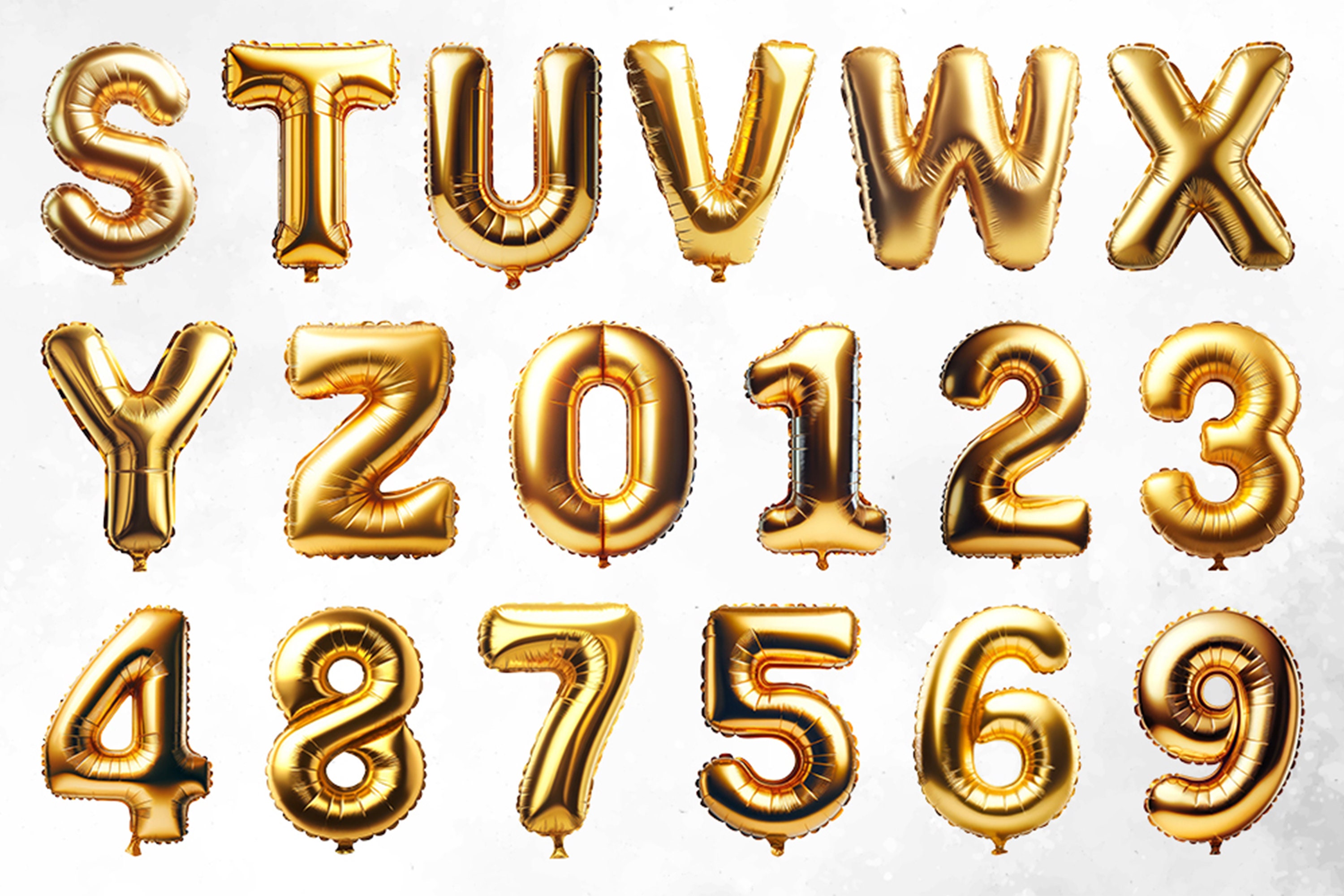 Gold Foil Balloons Alphabet With Number Clipart, PNG, Paper Crafts ...