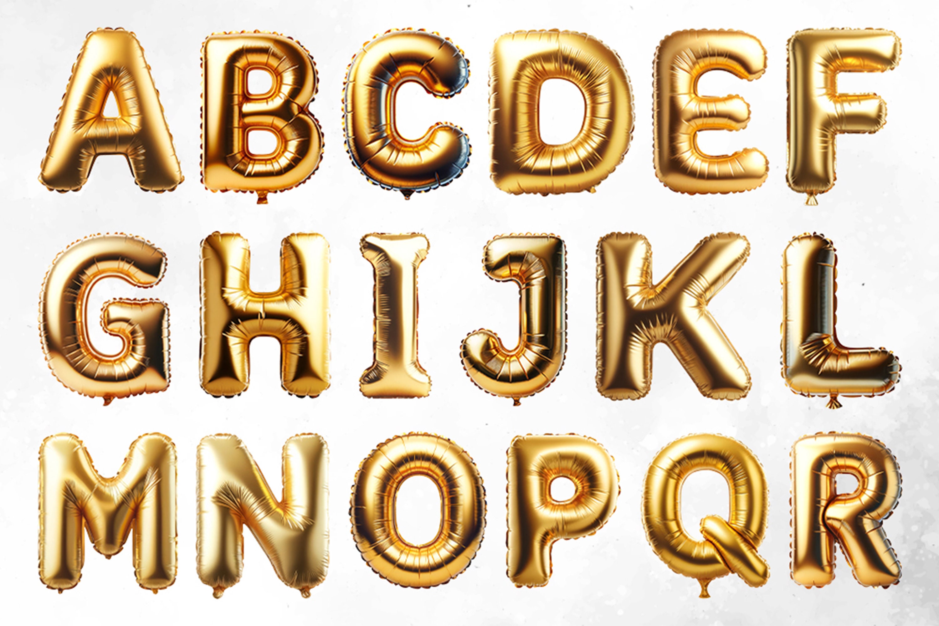 Gold Foil Balloons Alphabet With Number Clipart, PNG, Paper Crafts ...