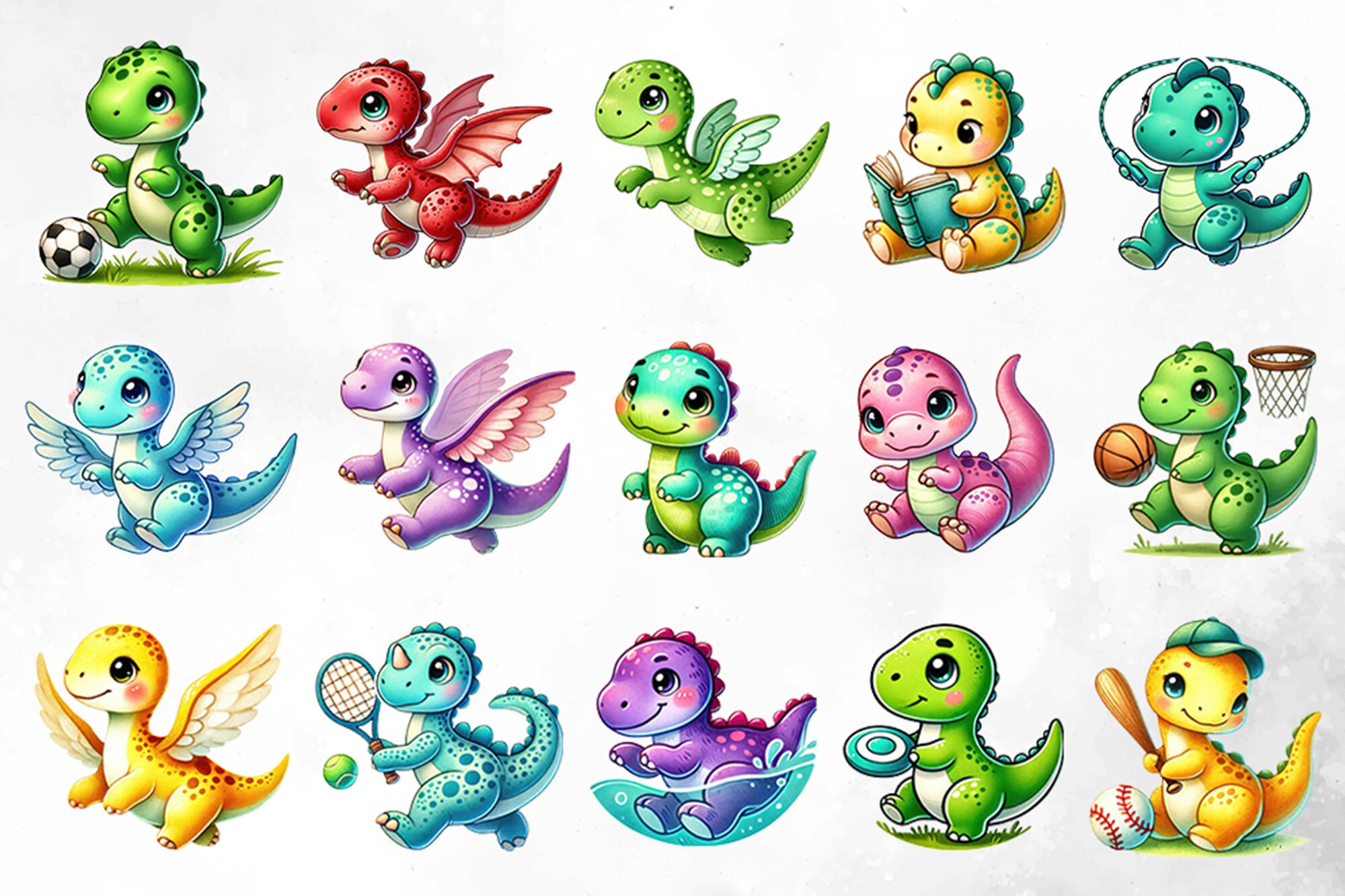 110+ Baby Dinosaur Clipart Bundle, Cute and Colorful Dinosaur for Kids ...