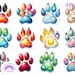 Colorful Paw Print Clipart, Watercolor Animal Clip Art, Bundle, Cat ...