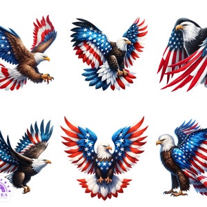 Patriotic Eagle Clipart, 4th of July PNG, American Bald Eagle, Digital ...