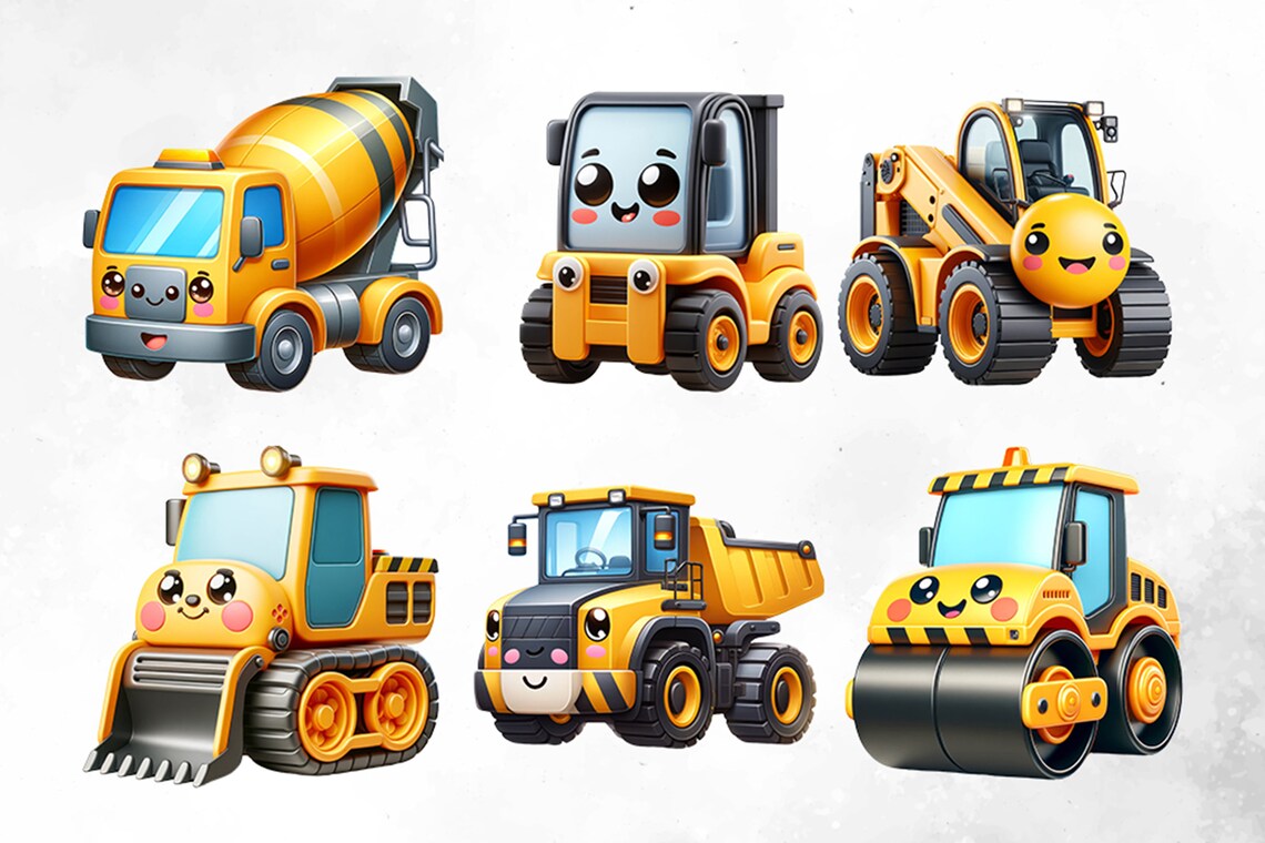 Cute Construction Vehicle Clipart, Adorable Kids Building Truck PNG ...