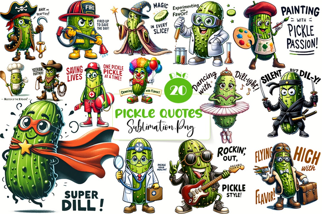 Funny Pickle Lovers Sublimation Design, PNG Pickle Stickers, Digital ...
