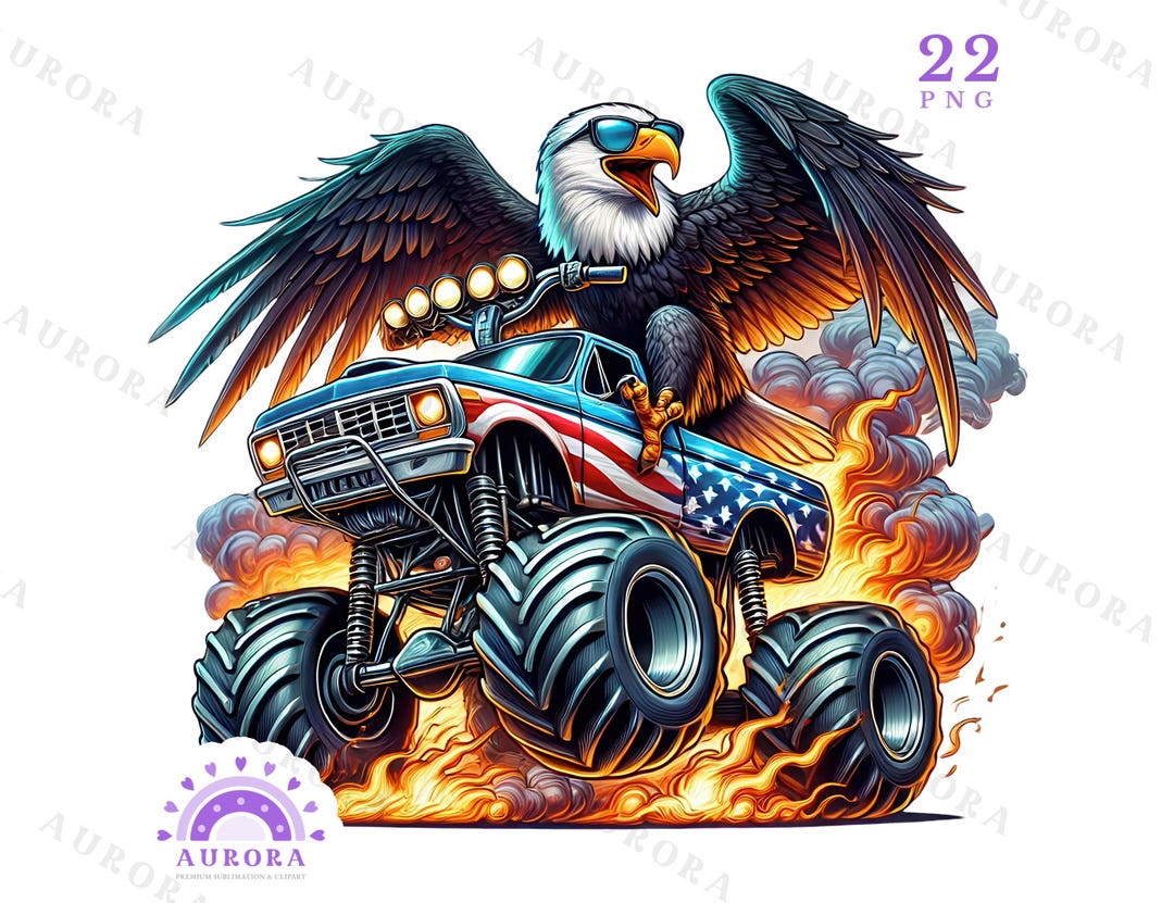 22 Monster Truck Clipart Bundle, Cool Animals Driving Trucks, Extreme ...