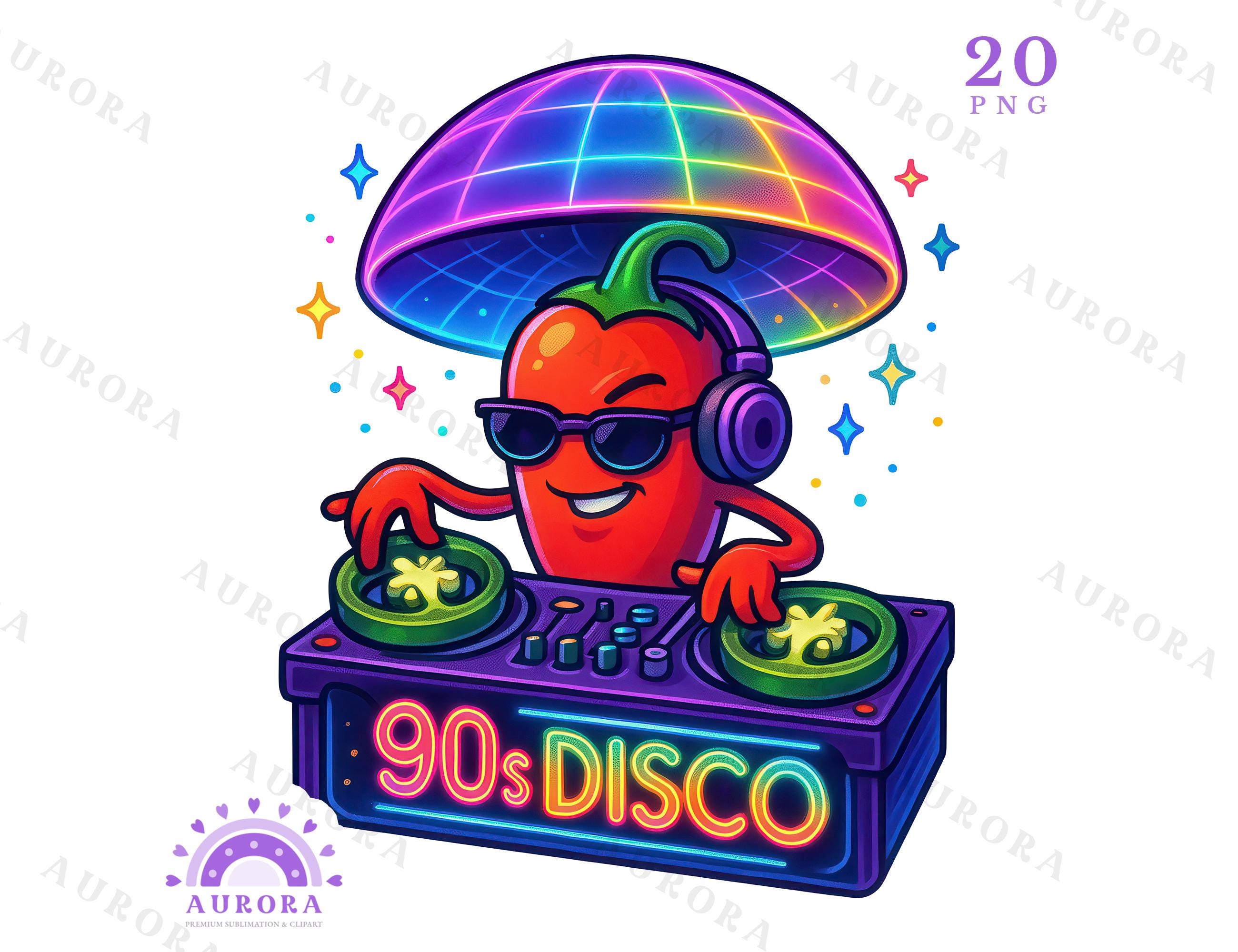 90s Disco Vegetable DJ Clipart Bundle, Cute Retro Funky Veggies for ...