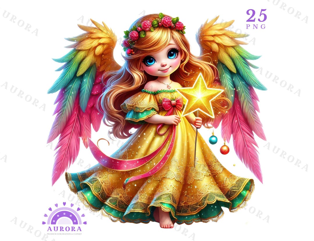 25 Christmas Angel Clipart, Cute Christmas Angels Bundle, Festive Angel ...