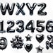 Black Foil Balloons Alphabet Clipart, Letters and Numbers for ...