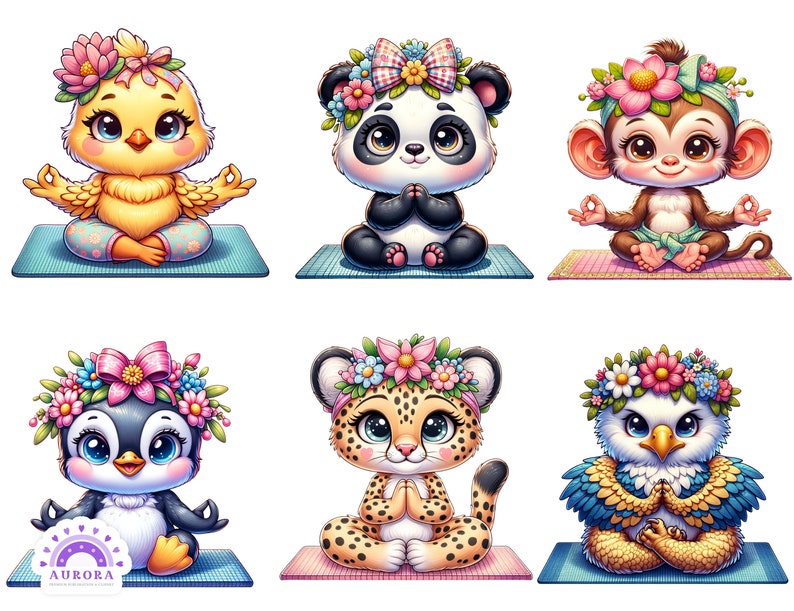 22 PNG Yoga Animals Clipart Bundle, Yoga Poses Animals Sublimation ...