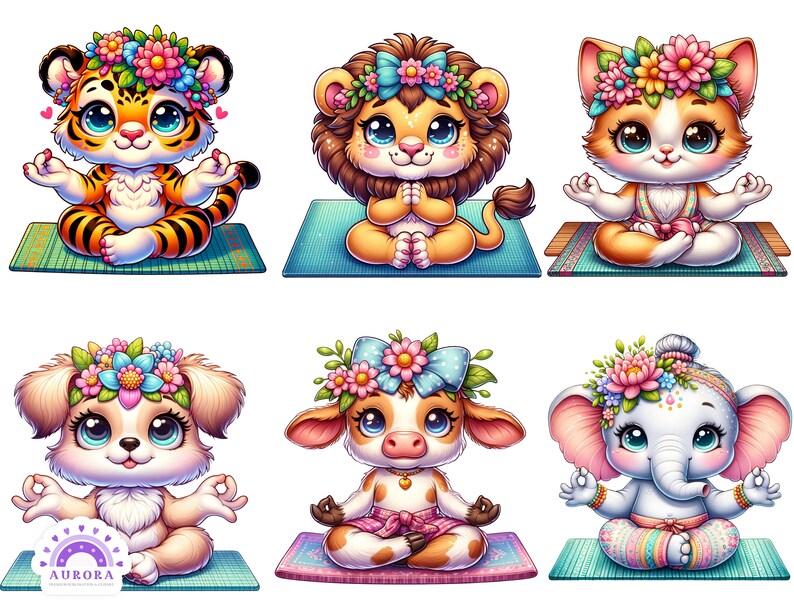22 PNG Yoga Animals Clipart Bundle, Yoga Poses Animals Sublimation ...