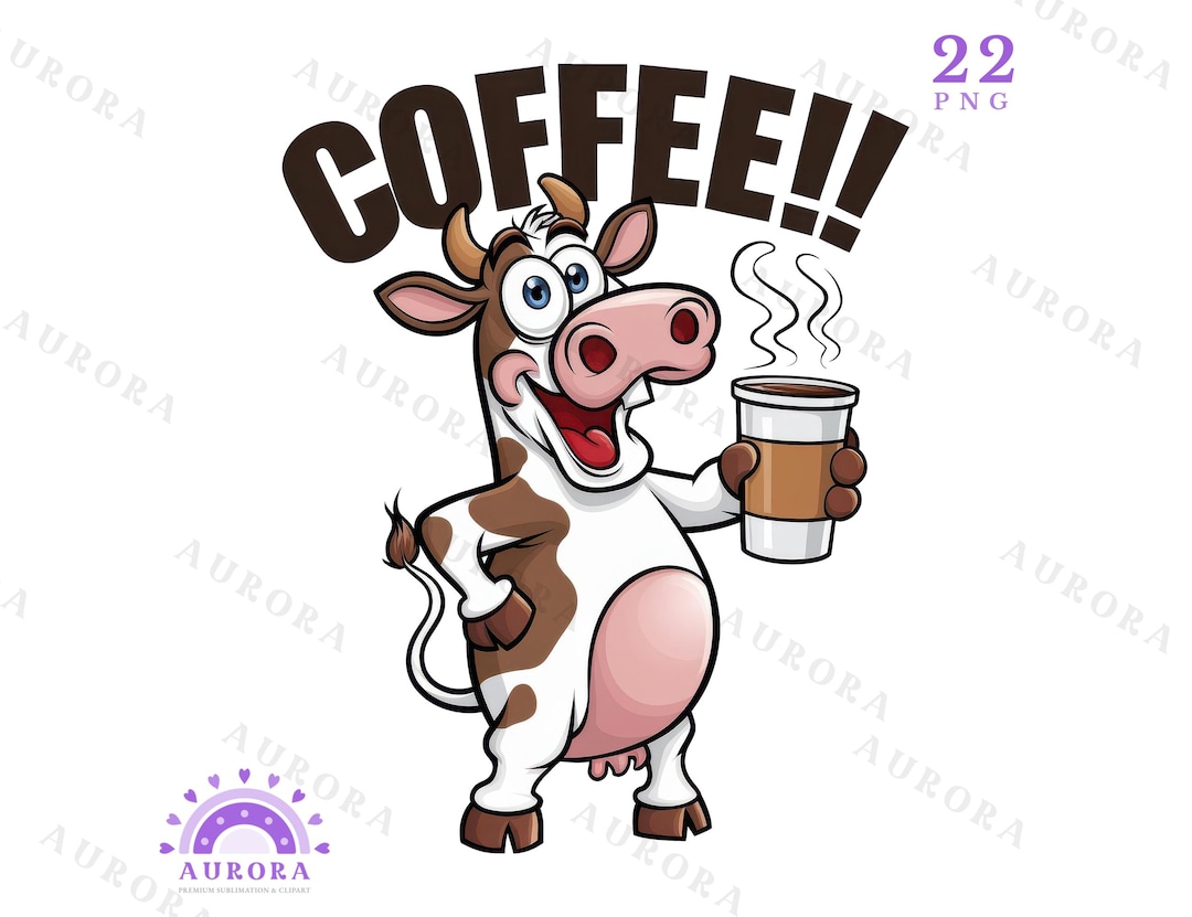 Funny Coffee Animal Clipart, Cute Cartoon Animals Drinking Coffee ...