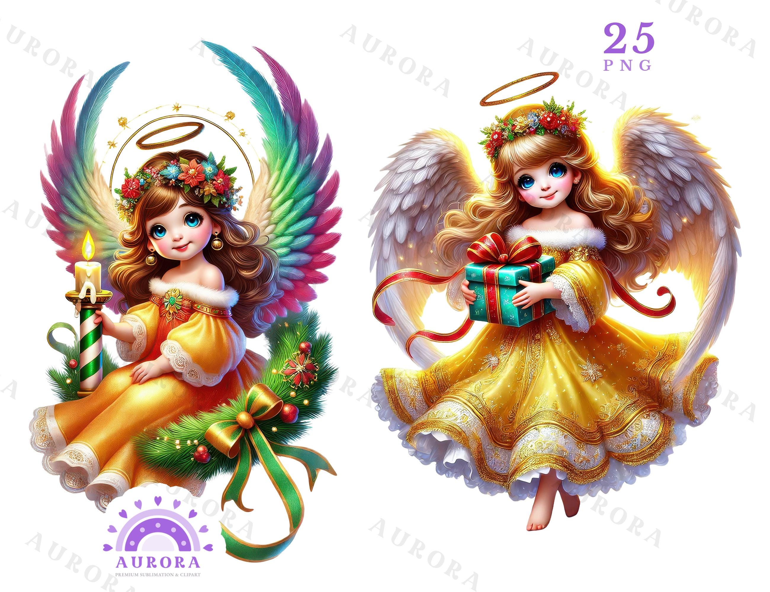 25 Christmas Angel Clipart, Cute Christmas Angels Bundle, Festive Angel ...