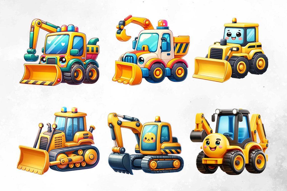 Cute Construction Vehicle Clipart, Adorable Kids Building Truck PNG ...