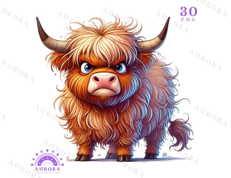 Funny Highland Cow Clipart Bundle, Quirky Animals Sublimation PNG ...