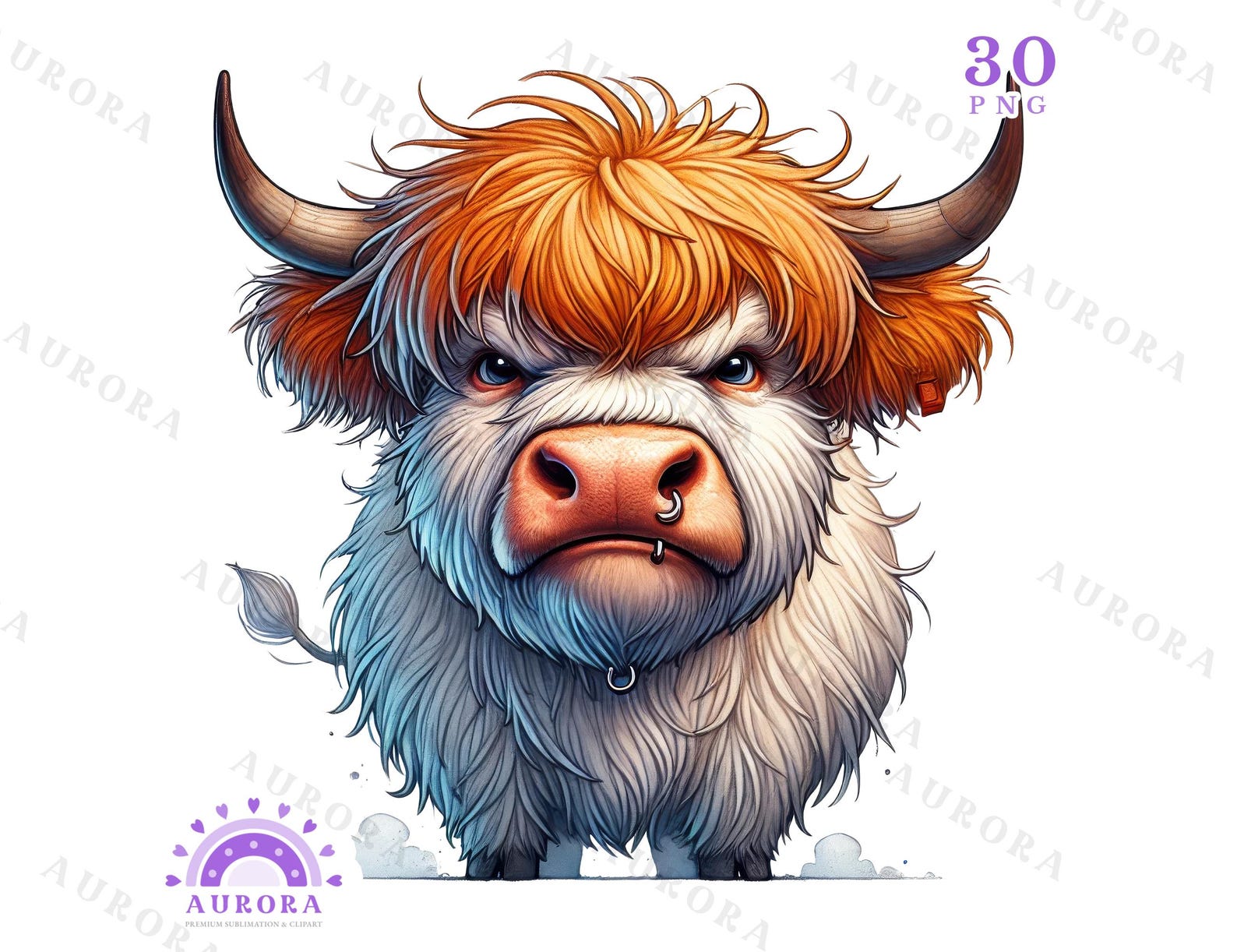 Funny Highland Cow Clipart Bundle, Quirky Animals Sublimation PNG ...