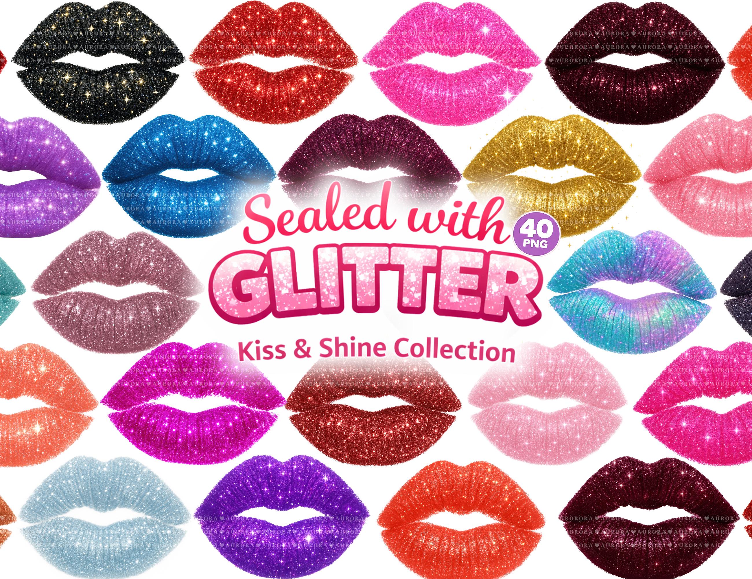 40 Glitter Lips PNG Bundle, Sparkle Kiss Clipart, Lip Sublimation ...