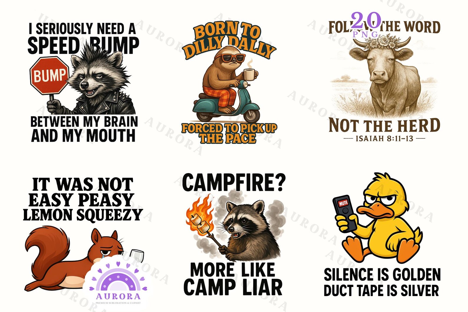 Sarcastic Animal Clipart Bundle, Sublimation, Funny Animals, T-shirt ...