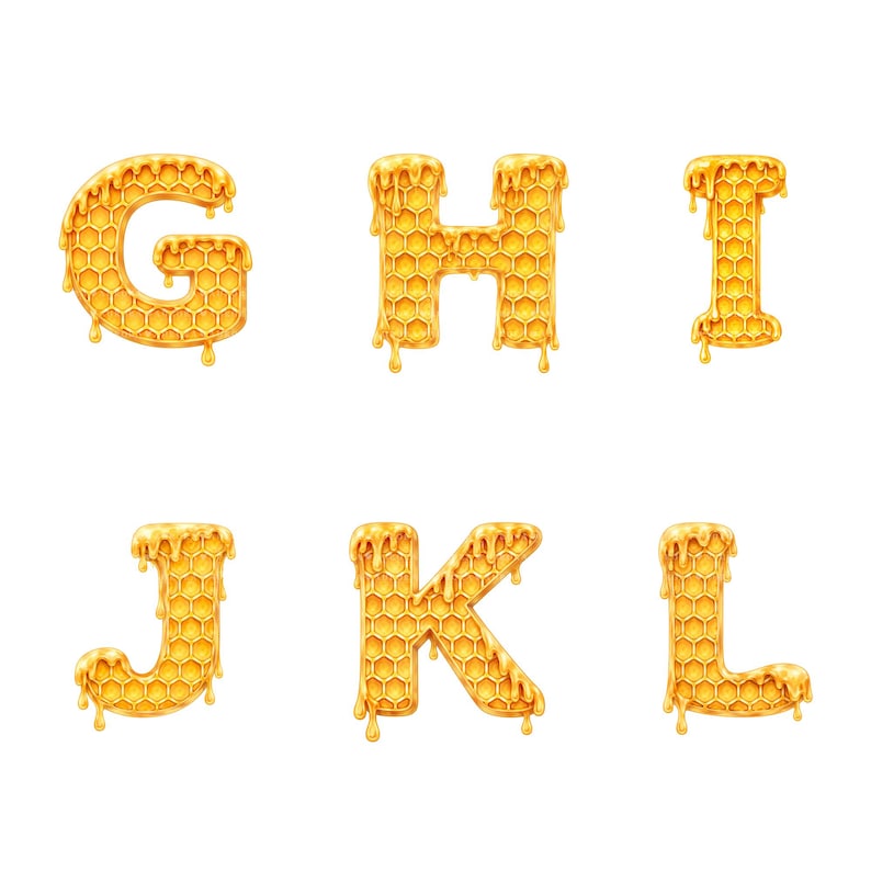 Dripping Honey Alphabet, Honeycomb Letters and Numbers, Bumble Bee ...