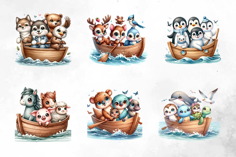 Watercolor Animal Clipart, Boat Graphics (PNG, Commercial Use - Etsy