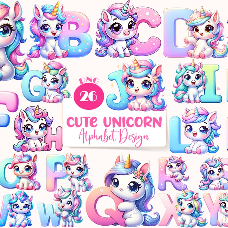 Unicorn Alphabet - Etsy