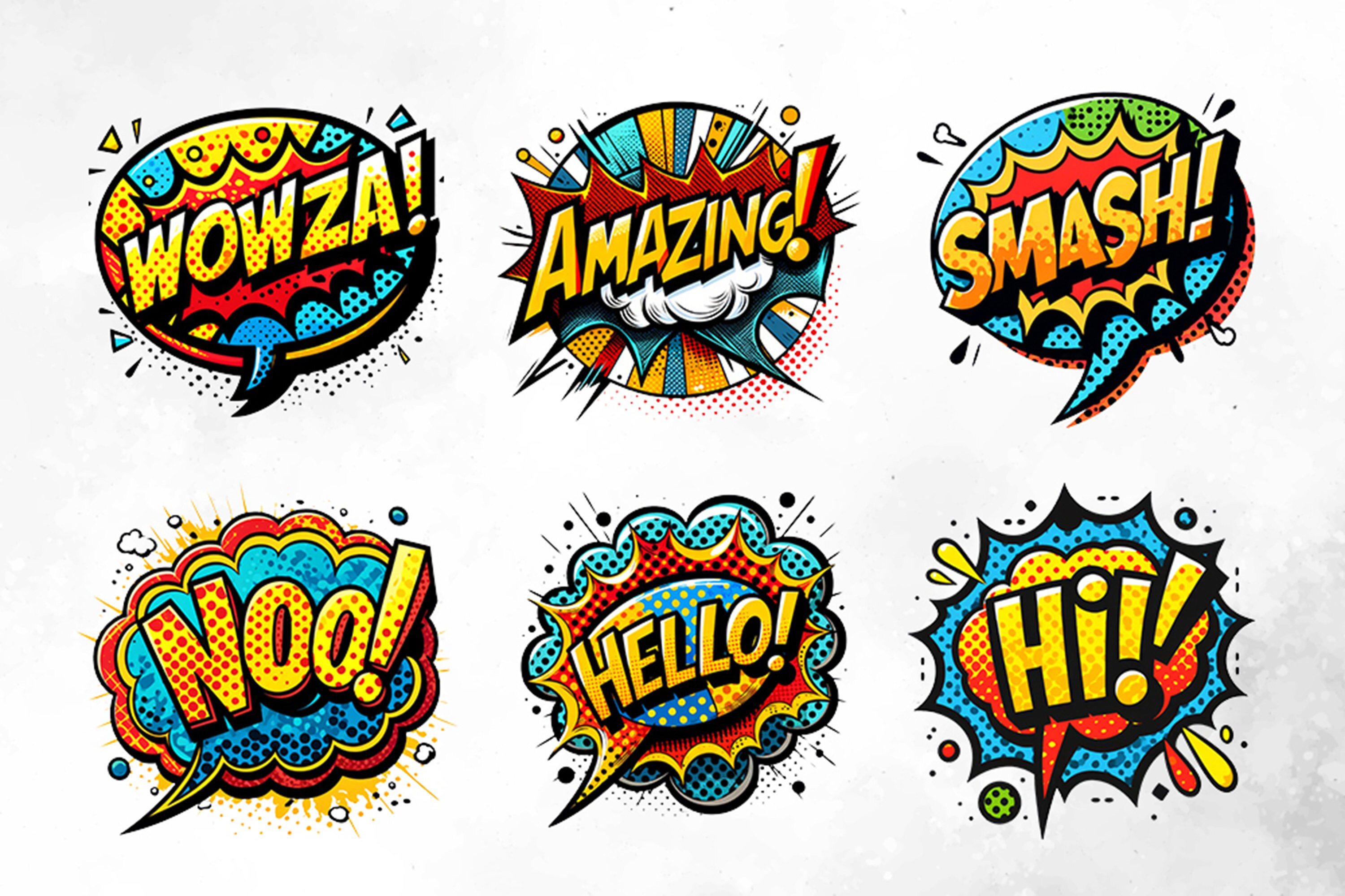 22 Comic Style Speech Bubbles Clipart, Comic Text Sublimation Png ...