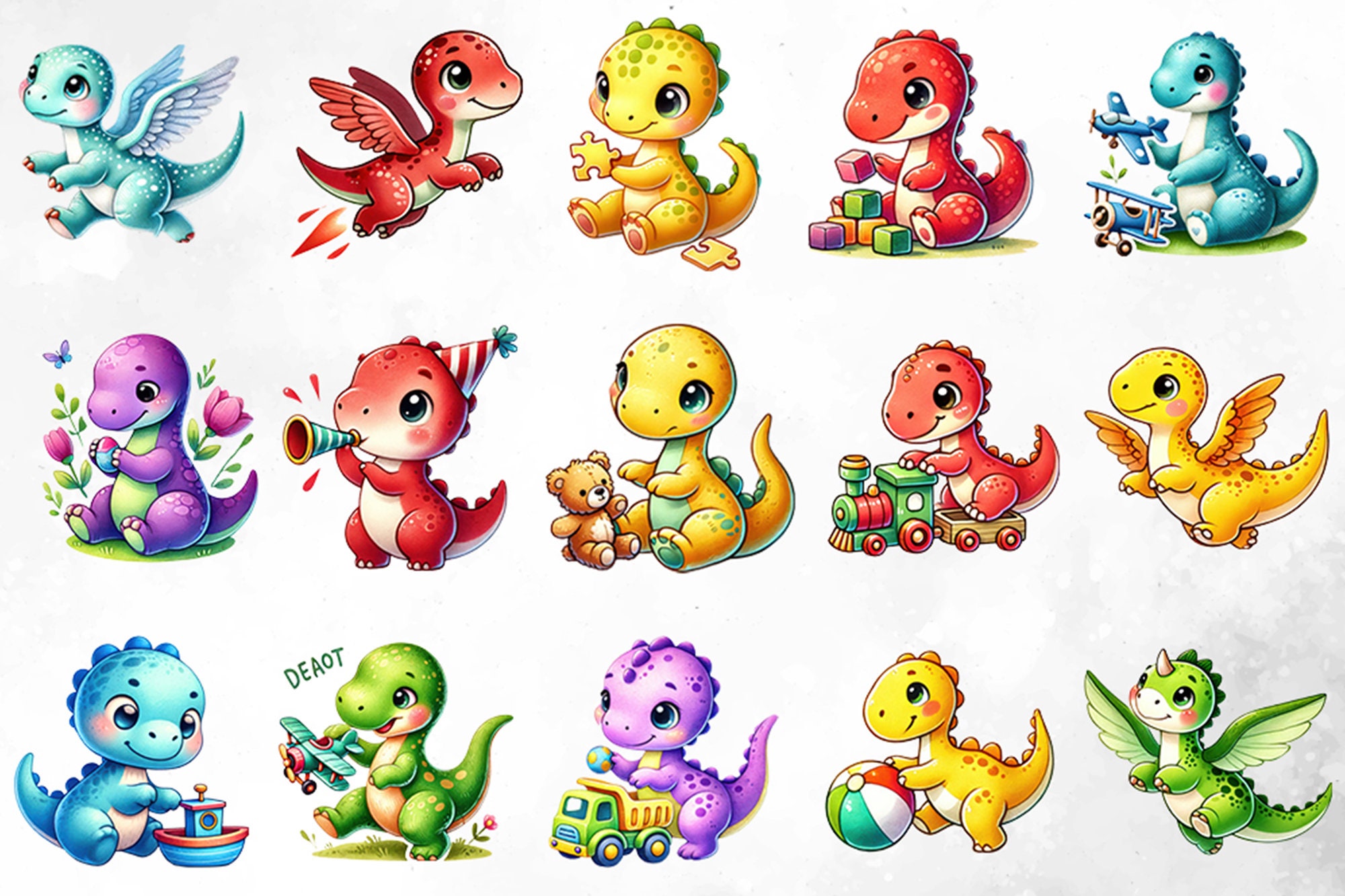 110+ Baby Dinosaur Clipart Bundle, Cute and Colorful Dinosaur for Kids ...