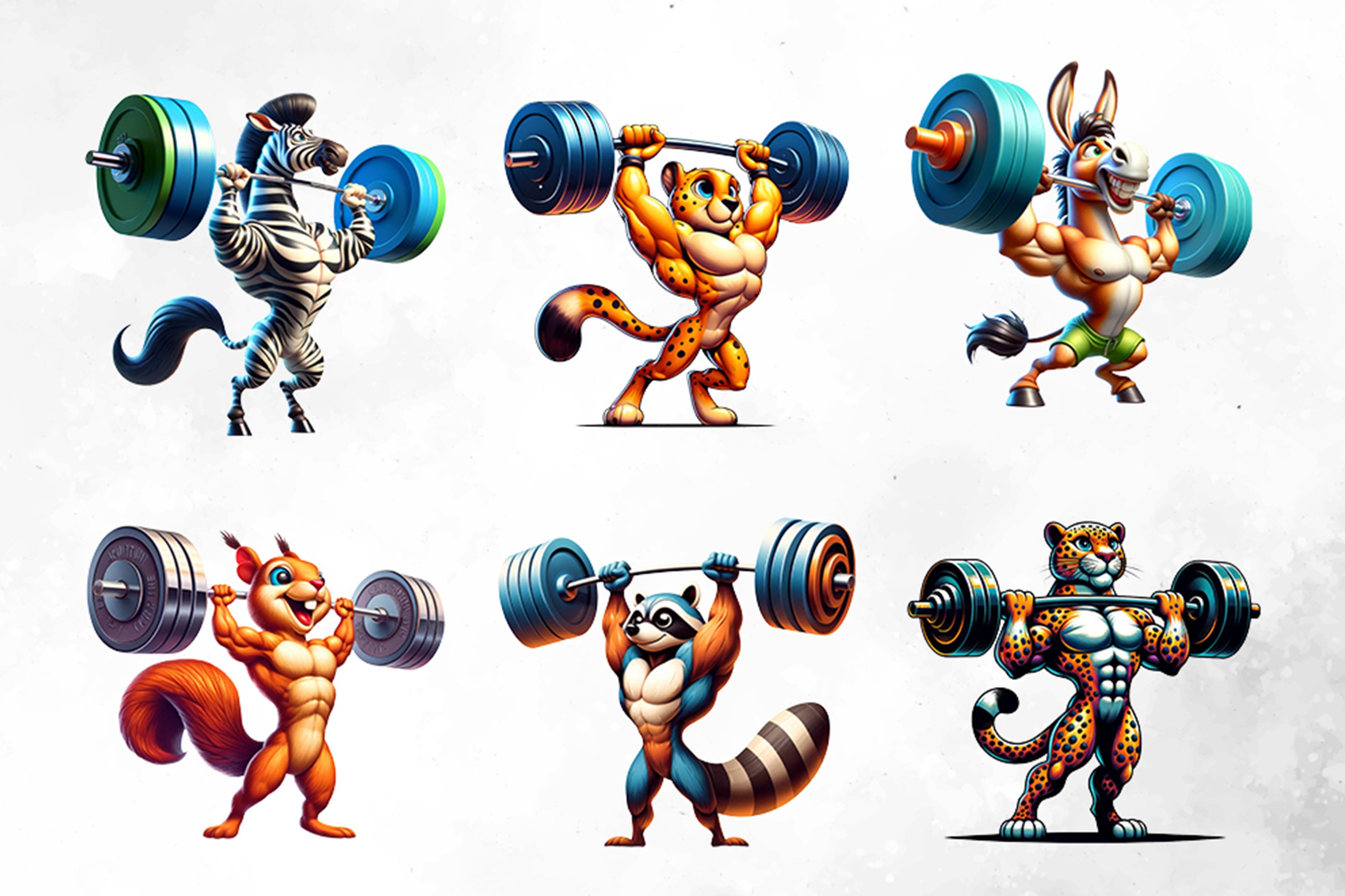 16 Weightlifting Animals Clipart, Strong Animal Characters, Heavy ...