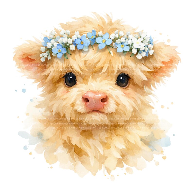 15 Watercolor Animal Flower Crown Clipart Bundle, PNG Sublimation ...