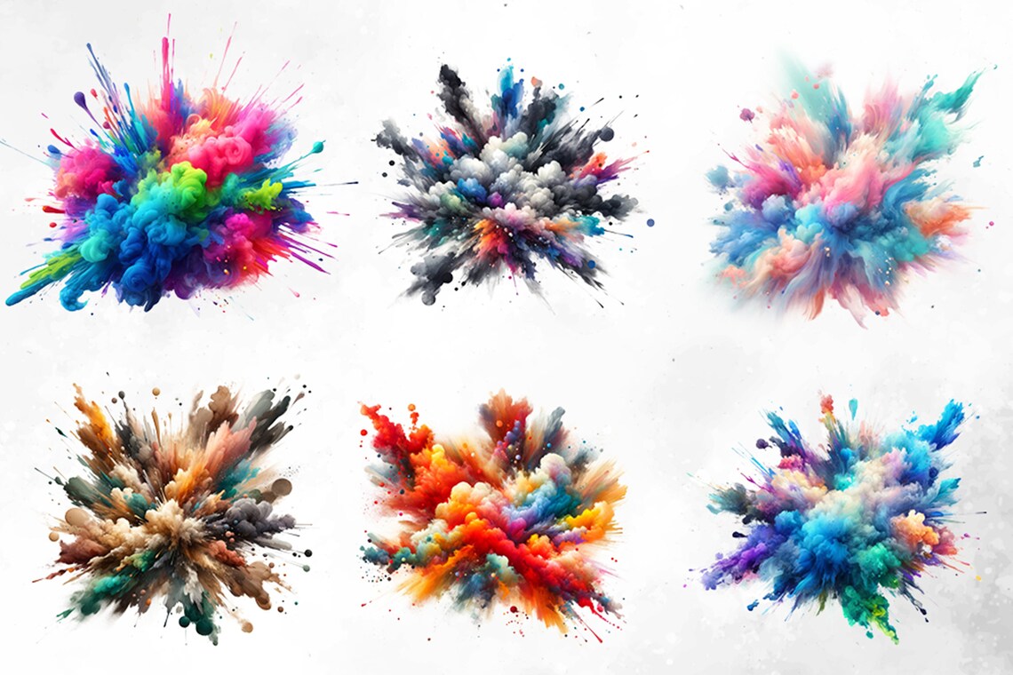 Colorful Explosion Clipart, Dynamic Watercolor Burst PNG, Ink Splash ...
