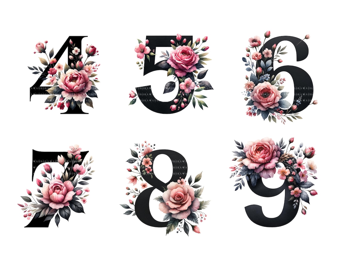 Watercolor Floral Alphabet Clipart, Flowers Letters Clipart, Botanical ...