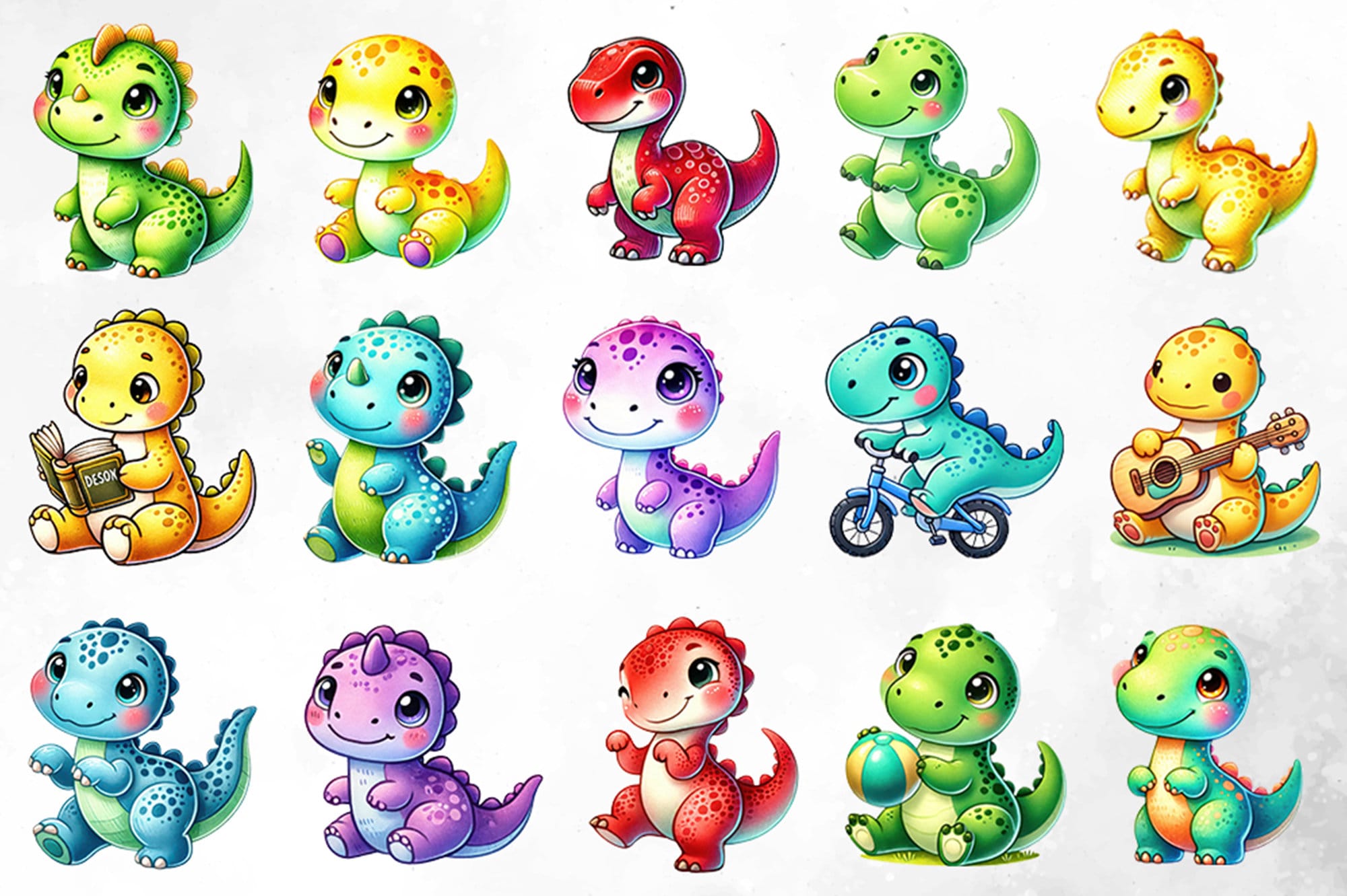 110+ Baby Dinosaur Clipart Bundle, Cute and Colorful Dinosaur for Kids ...