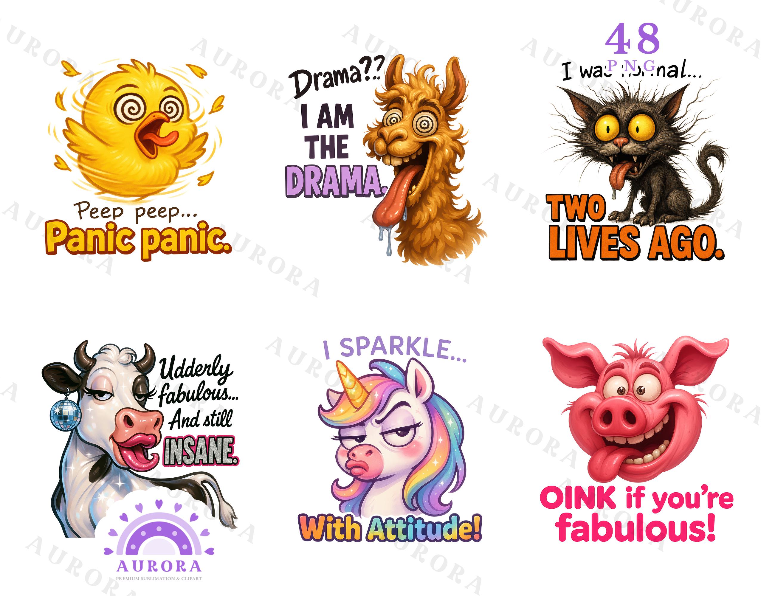 Sarcastic Animal PNG Bundle, Funny Sublimation Designs, Adult Humor ...