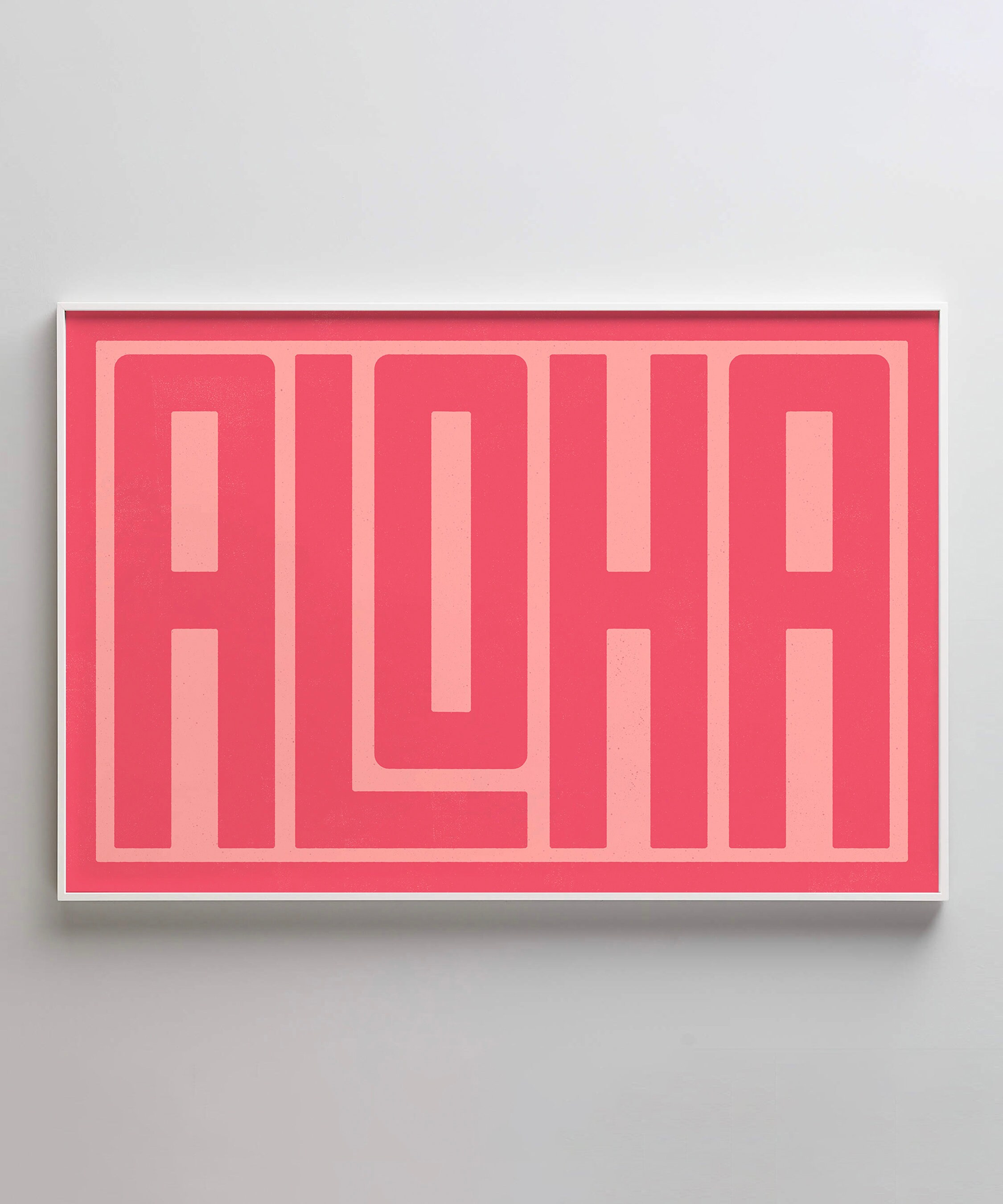 Aloha Typography Art Print Pink, Coastal Wall Art, Beach Decor ...
