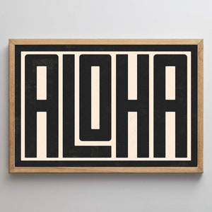 Aloha Typography Art Print Black Coastal Wall Art Beach - Etsy