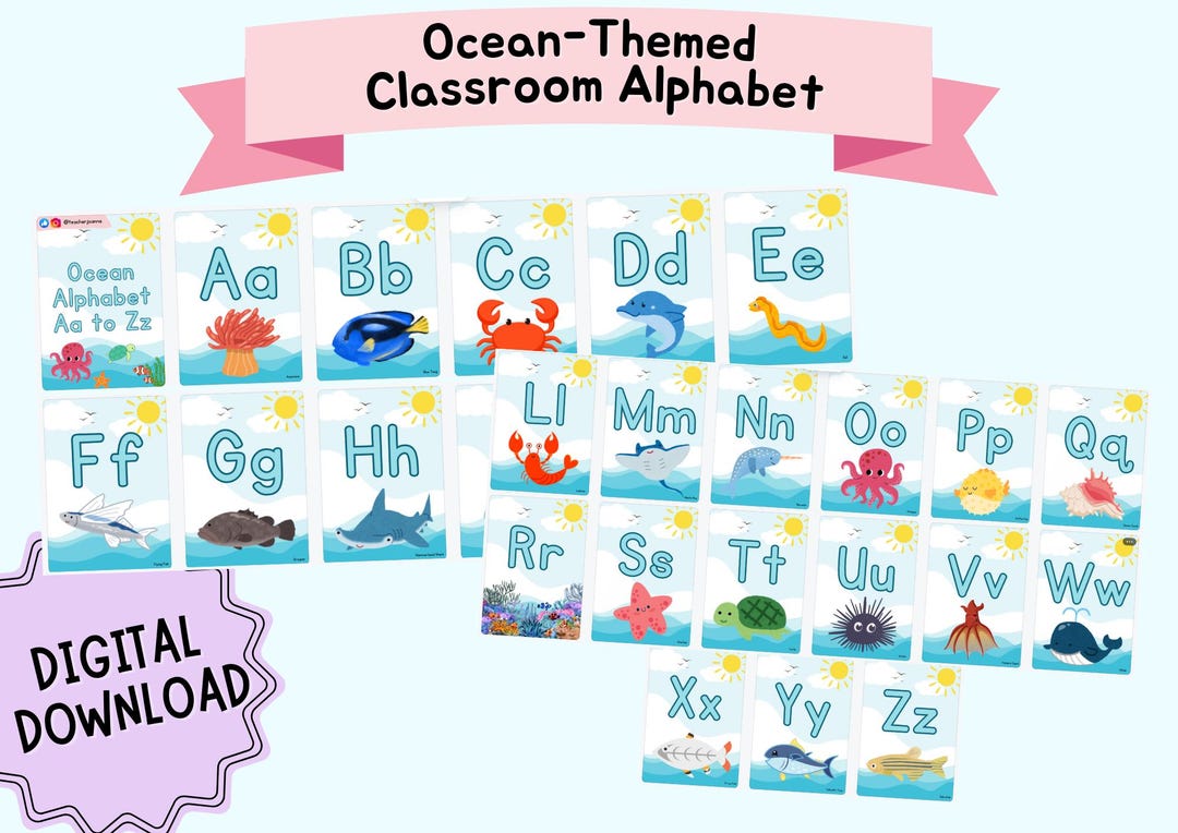 Printable Ocean Alphabet Posters | Under the Sea Aa to Zz | Classroom ...