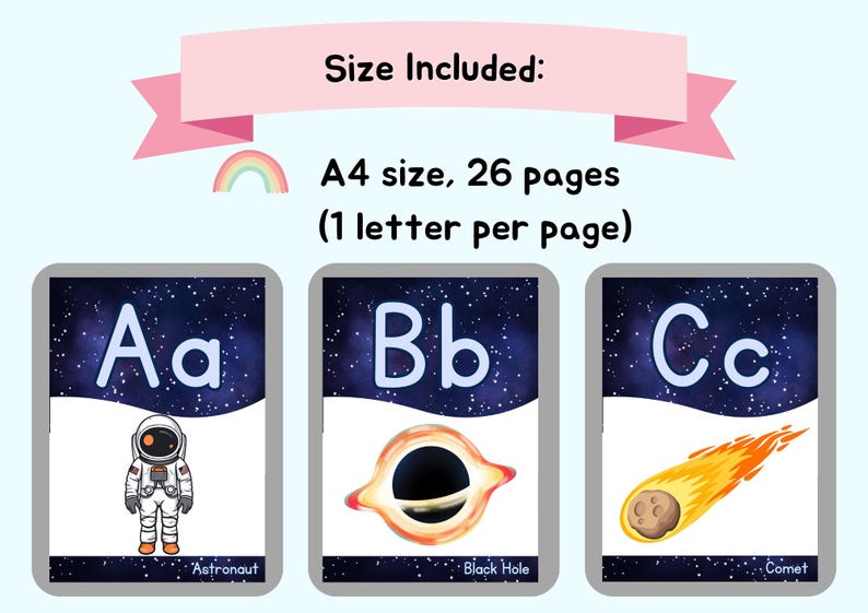 Printable Space Alphabet Poster A-Z | Outer Space Classroom Decor ...
