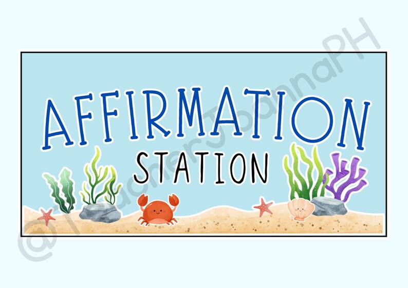 Ocean-themed Affirmations Station for Kids (positive Affirmations ...