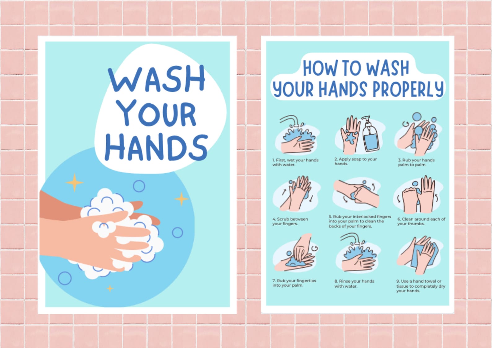 Handwashing Poster, Classroom Decoration, How to Wash Hands Properly - Etsy