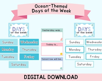 Ocean Days of the Week Poster: Under the Sea Classroom Decor (PDF ...