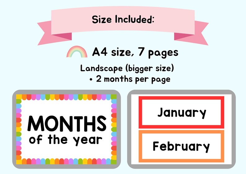 Printable Rainbow-themed Months of the Year Poster | Colorful Calendar ...