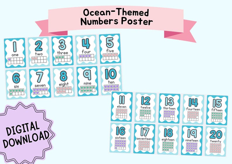 Printable Ocean Numbers Posters | Under the Sea Numbers 1 to 20 ...