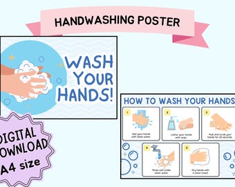 Handwashing Poster, Classroom Decoration, How to Wash Hands Properly - Etsy