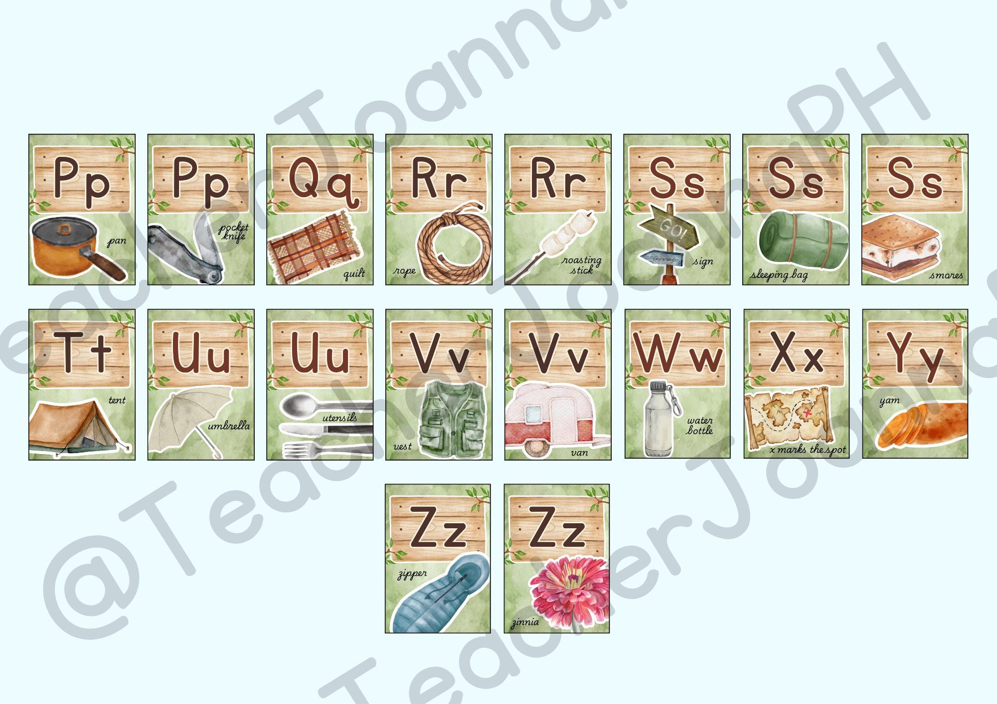 Camping Alphabet Poster: A-Z Classroom Decor, Outdoor ABC Chart (PDF ...