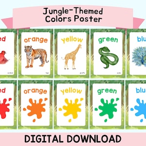 Printable Jungle Colors Poster | Learning Colors Chart | Jungle ...