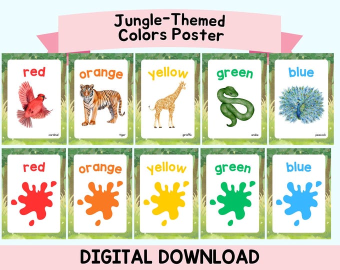 Printable Jungle Colors Poster | Learning Colors Chart | Jungle ...