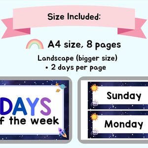 Printable Space Days of the Week | Outer Space Classroom Decor | Galaxy ...