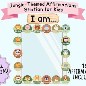 Printable Jungle-themed Affirmations Station for Kids | Positive ...